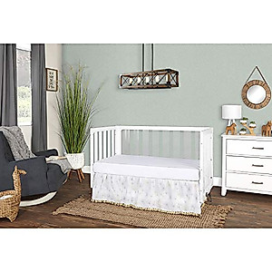 Evolur Acrylic Millennium 4-in-1 Convertible Crib-Modern Full Size Crib I Baby Crib I Easily Coverts to Toddler Bed & Dayday I  Adjustable Mattress Support Base I Acrylic Slats I in White to Reflect