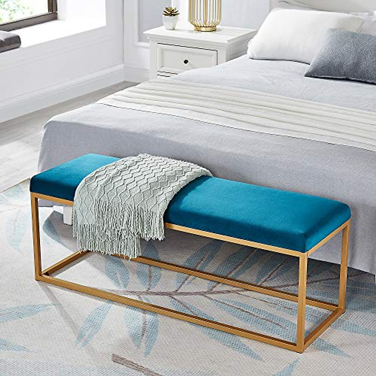Ball & Cast Upholstered Bench, 48" W, Teal - Frame