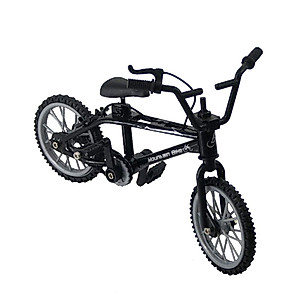 1/18 Diecast Bike Action Figure Toy,Mini Finger Mountain Bike Bicycle Art Crafts Desktop Decor - Black