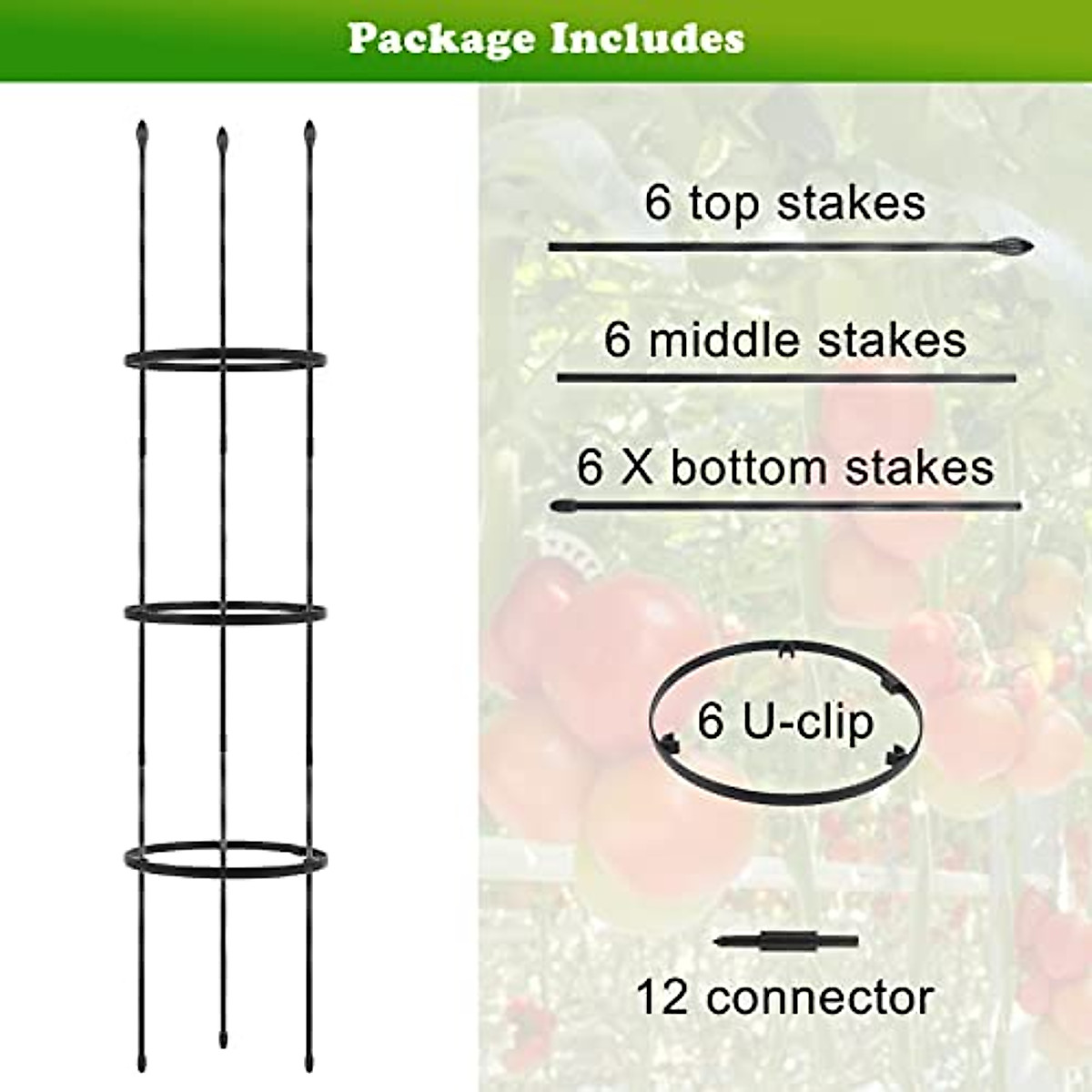 2 Pack Garden Trellis, 2 in 1 Plant Cages & Supports for Vines Crop, Plant Trellis for Climbing Plants Indoor Outdoor, Plant Stake for Flower, Vegetable, Tomato,Vines, Pot Trellis for Potted Plants