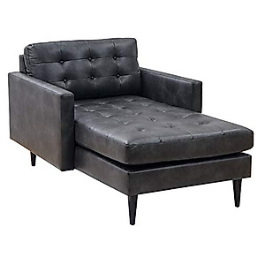 Safavieh Couture Home Collection Curtis Grey Velvet Upholstered Tufted Living Room Bedroom Foyer Chaise Lounge Chair SFV4760C