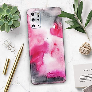 DesignSkinz Pink and Black Absorbed Watercolor Texture Protective Vinyl Decal Wrap Skin Cover Compatible with The Samsung Galaxy S20 (Screen Trim & Back Glass Skin)