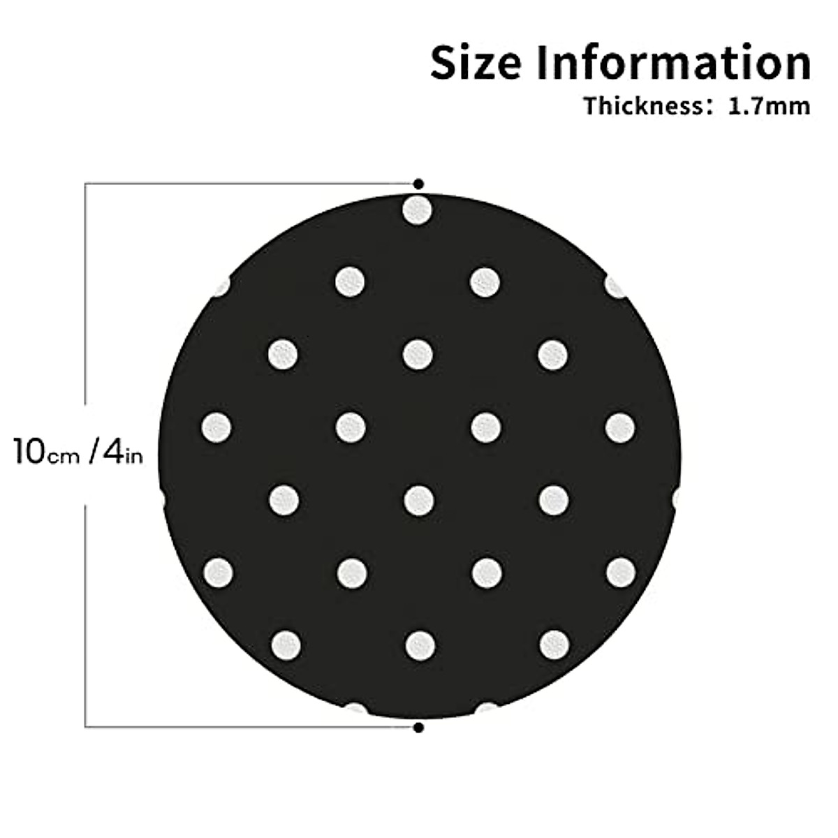 Black and White Polka Dot Print Pattern Leather Drinks Coasters Set of 6, Housewarming Gift, Suitable for Kinds of Cups