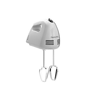Proctor Silex Easy Mix 5-Speed Electric Hand Mixer with Bowl Rest, Compact and Lightweight, 100 Watts of Peak Power, White (62515PS)