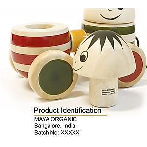 Handmade Wooden Stacker & Pull Toy with Bobbing Heads Made Using Natural Colors for Toddlers 18 Months Old and up, Helps in Early Education and Development | BOBBLERS by Maya Organic