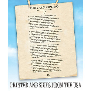 Rudyard Kipling - If - Inspirational Sayings Wall Decor, Motivational Poem Poster, Canvas Wall Art for Home and Office, Inspiring Literature Gift, Choose Unframed Book Poster Poster or Canvas Arts