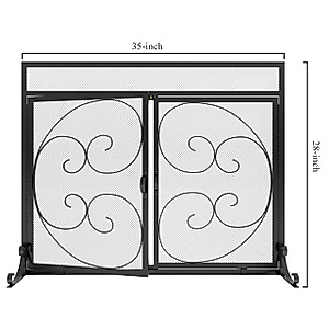 Fire Beauty Fireplace Screen with Magnetic Doors,Large Metal Fireplace Screen for Home,Spark Guard,Decorative Metal Furnace Fireguards,Baby Safe Spark Guard Protector,Black