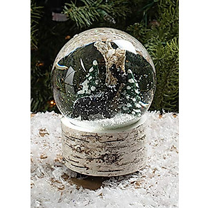 White Wash Wood Black Bear 5.5 inch Resin Decorative Snow Globe