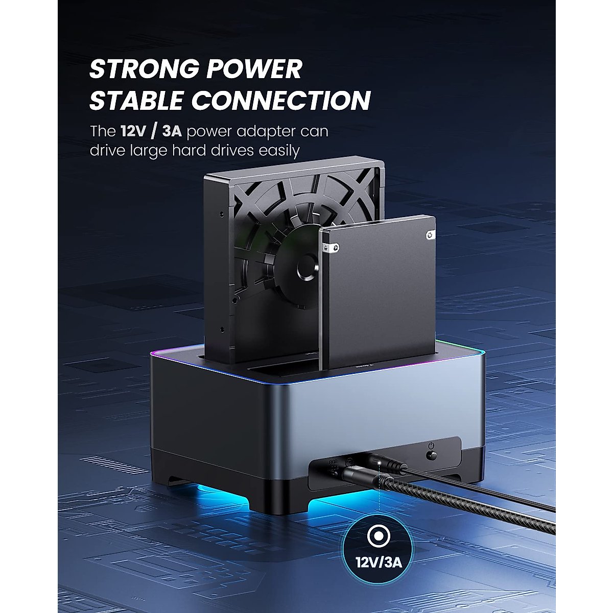 ORICO RGB Hard Drive Docking Station USB 3.2 Gen 1 Aluminum External Hard Drive Dock for 2.5''/3.5'' HDD SSD Up to 36TB Include 10Gbps Data Transfer USB-C&USB-A 2IN1 Cable -5528C3