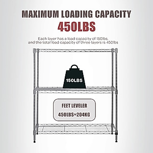 NChanmar 3-Tier Wire Shelving Unit Storage Shelves Shelf Organizer 30"x23"x12" Heavy Duty Metal Storage Rack Wire Rack NSF Height Adjustable for Laundry Bathroom Kitchen Garage Shelving(Chrome)