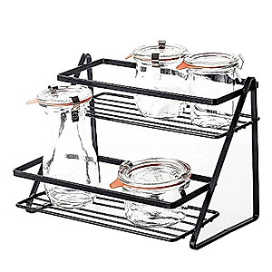 2 Tier Bathroom Shelf, Desktop Makeup Organizer, Small Storage Rack for Kitchen, Bath Room, Bedroom and Office (Black)