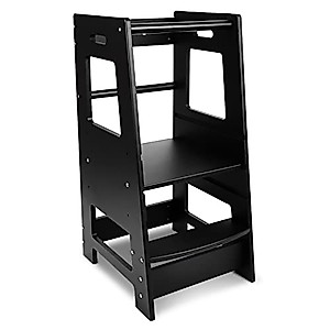 DEARYOU Toddler Stool Tower,Toddler Kitchen Stool, Kitchen Standing Helper Stool for Toddlers, Toddler Stool for Kitchen Counter, Learning Kitchen Tower for Toddlers, Helper Standing Tower, Black