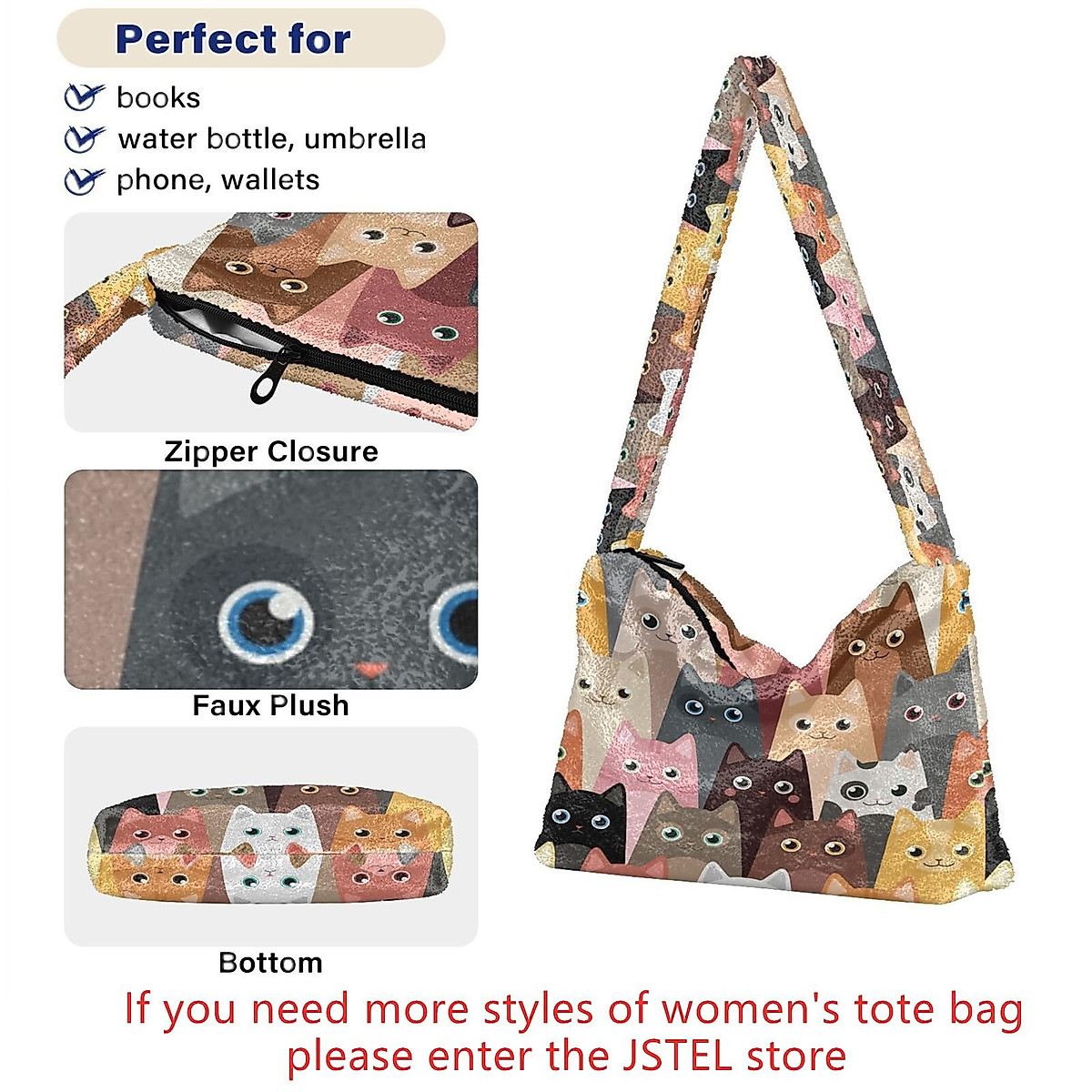 JSTEL Women Large Tote Top Handle Shoulder Bags Dragonfly Patern Ladies Handbag L