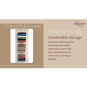 The Roll Keeper, Vinyl Roll Holder and Craft Room Organizer, Hanging Adjustable Rack, Diamond Painting Accessories ,Closet, Door and Wall Mount, Holds 24 Roll (White, Holds 24)