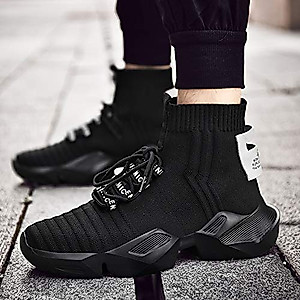 GSIGUL Mens Sneakers Running Shoes Athletic Walking Casual Shoes Tennis Footwear High Top Sneakers for Men Black Size 9