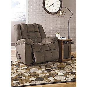 Signature Design by Ashley Drakestone Tufted Manual Rocker Recliner with Lumber Heat and Massage, Light Brown