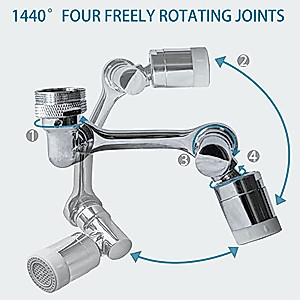 Lifeadhoc Faucet Extender Aerator, 1440° Universal Swivel Robotic Arm Sink Faucet Extension Aerator & Sprayer Attachment for Kitchen, Bathroom, Laundry with 2 Water Outlet Modes