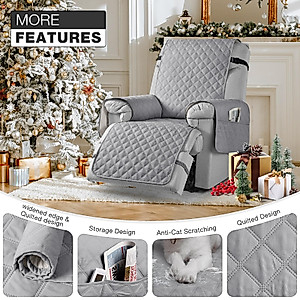 TAOCOCO Non-Slip Recliner Chair Cover Sofa Slipcover, Pet Cover for Large Recliner with Elastic Straps, Washable Chair Seat Cover Recliner Chair Furniture Protector (28'' Oversized, Light Gray)