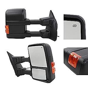 MOTOOS Towing Mirrors Replacement for 1999-2007 Ford F250 F350 F450 F550 Super Duty 2002-2005 Ford Excursion Power Heated with Signal Light Both Driver and Passenger Side Rear View Tow Mirrors