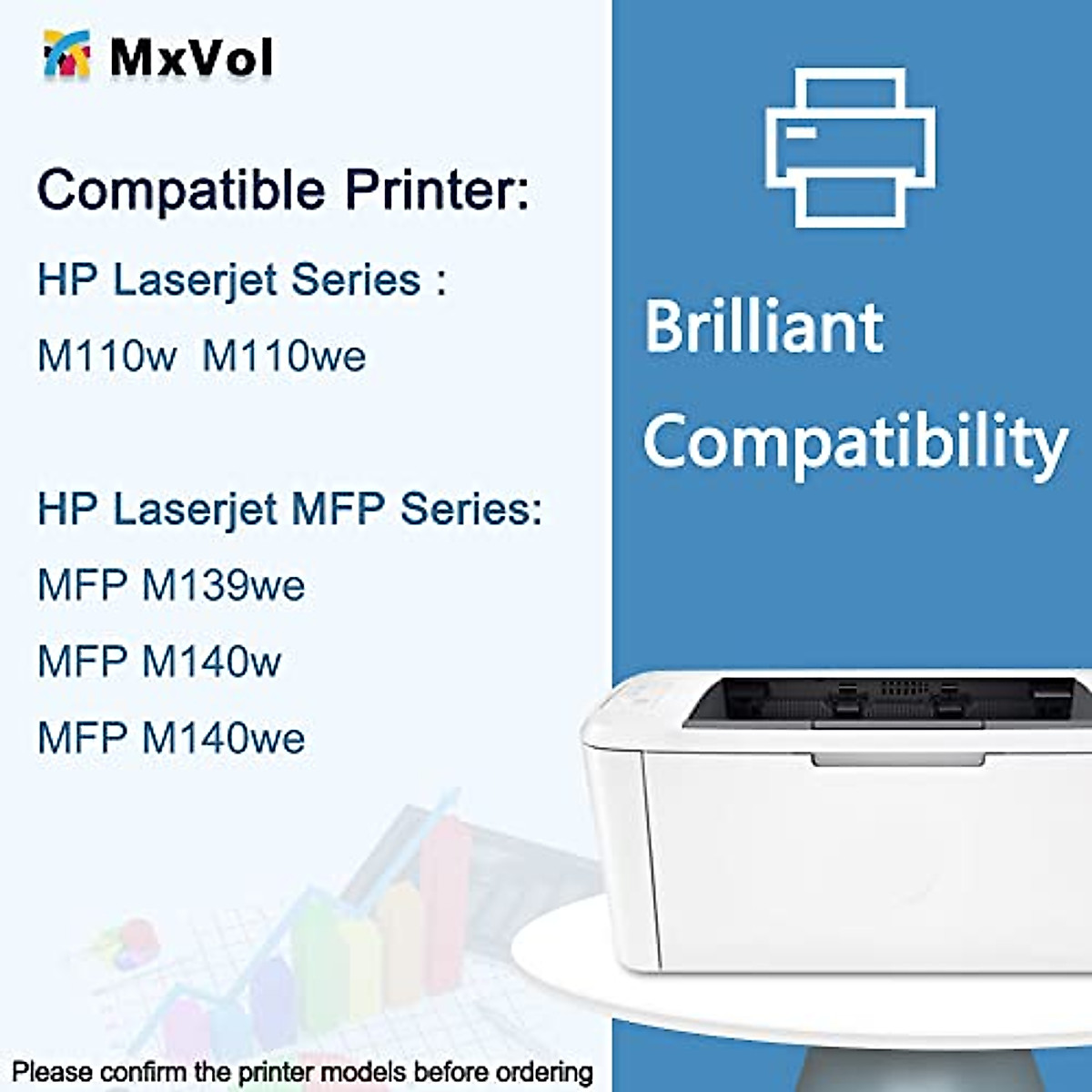 MxVol 141A Black Toner Cartridge (NO Chip) Compatible Replacement for HP 141A W1410A Work for Laserjet M110we M110w MFP 140we M139we M140w Printers - 2,000 Pages (Black High Capacity 1-Pack)