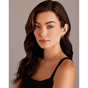 PAVOI Womens 14K Gold Plated - White Gold 925 Sterling Silver Post Lightweight Hoop Earrings