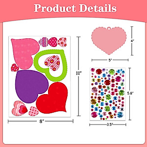 D4DREAM Valentines Day Heart Stickers Craft Kit for Kids 24pcs DIY Heart Ornaments Heart Valentine Craft Kits for Wedding Adults Kids Valentine Gift Exchange Classroom Activity Art Project
