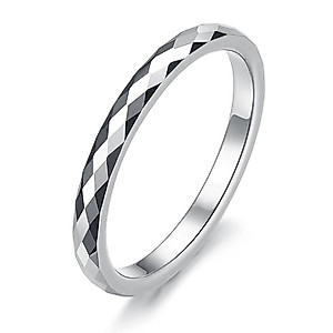 SunnyHouse Jewelry 2mm Women's Multi-faceted Tungsten Wedding Band Ring (Size Selectable) (7)