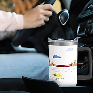 Vehcimbev City Themed Tumbler - 40oz With Hanld Stainless Steel Travel Coffee Mug with Leak Proof Lid - Hot/Cold Drinks,Perfect Chicago Souvenir Gift (Chicago)