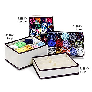 Furinno 12284IV Non-Woven Fabric Storage Organizer, 4 by 6-Inch, Ivory with Brown Trim