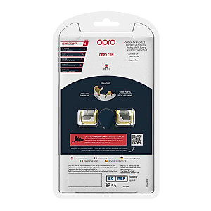 OPRO Instant Custom-Fit Braces Mouth Guard, Dentist Mouthguard Featuring Revolutionary Fitting cage, Ultimate Comfort, Protection & Fit, Braces Gum Shield for Rugby, Boxing, MMA, Hockey (Gold)