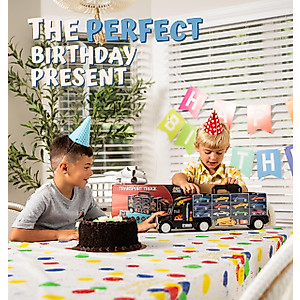 Toy Truck Transport Car Carrier Toy for Boys and Girls Age 3-10 yrs Old - Hauler Truck Includes 12 Toy Cars and Accessories - Car Truck Fits 28 Car Slots - Ideal Gift for Kids