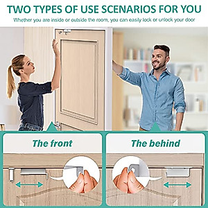 Child Proof Door Top Lock - BILLROAD Top Door Lock for Kids Safety Made of Durable Metal | Adjustable Lock Child Safety Top Lock for 0.8-2 inch Thick Interior Doors (Stainless S-1PC)