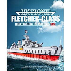 dOvOb Military Fletcher-class Destroyer Model Building Blocks Kit, 1338 Pieces Bricks, STEM Toys for Kits or Adult