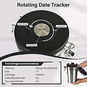 malmo 60oz/1.8L Food Containers 3-Piece, Airtight with Lid, Cups and Date Tracker Containers Set for Tea Coffee Beans Sugar Flour, Stainless Steel Kitchen Pantry Storage Counter, Silver