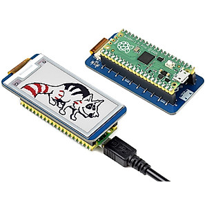 waveshare 2.13inch E-Paper Display Module(B) for Raspberry Pi Pico, 212×104 Pixels Red Black White Three Colors E-Ink Screen LCD SPI Interface Wide Viewing Angle Paper-Like Effect