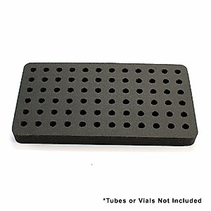 Polar Whale Test Tube Rack Durable Black Foam Storage Holder Organizer Stand Transport Holds 72 Tubes Fits up to 11mm Diameter