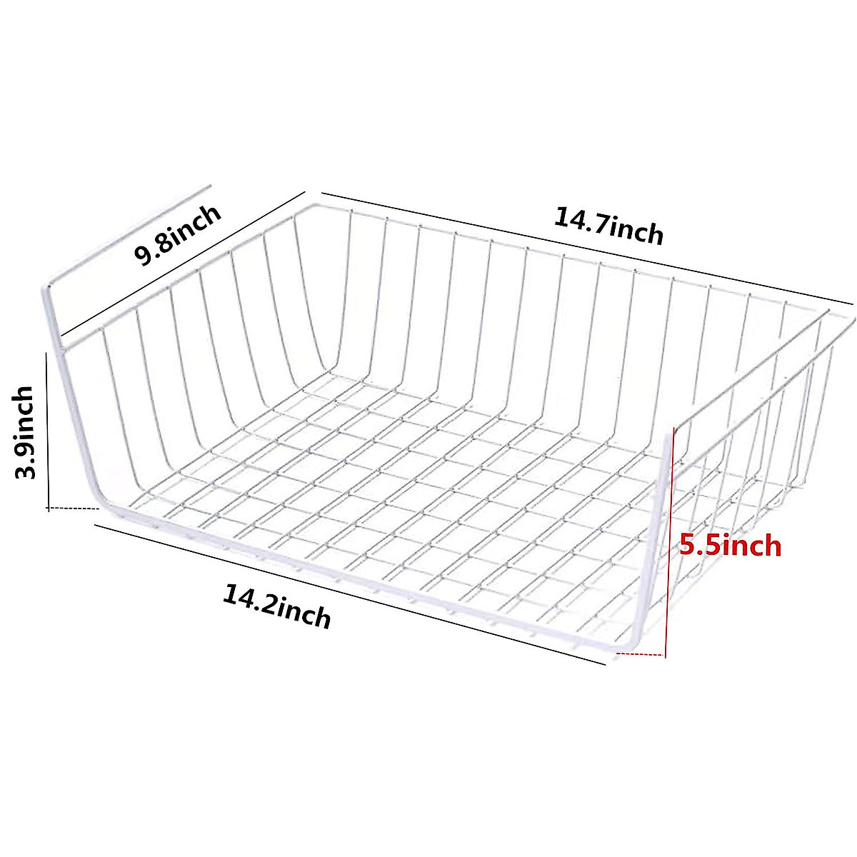 PENGKE Under Shelf Basket,4 Pack Wire Rack, Slides Under Shelves for Storage,Space Saving for Kitchen Counter Pantry Desk Bookshelf Cupboard, White