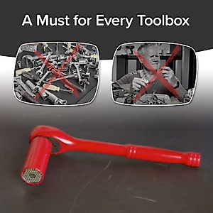 Red Dog Socket w/ Drill Adapter, Fits Most Nuts & Bolts, Use with Socket Wrenches & Power Drills, Steel Rods Form Any Shape, Standard or Metric, 2 In.