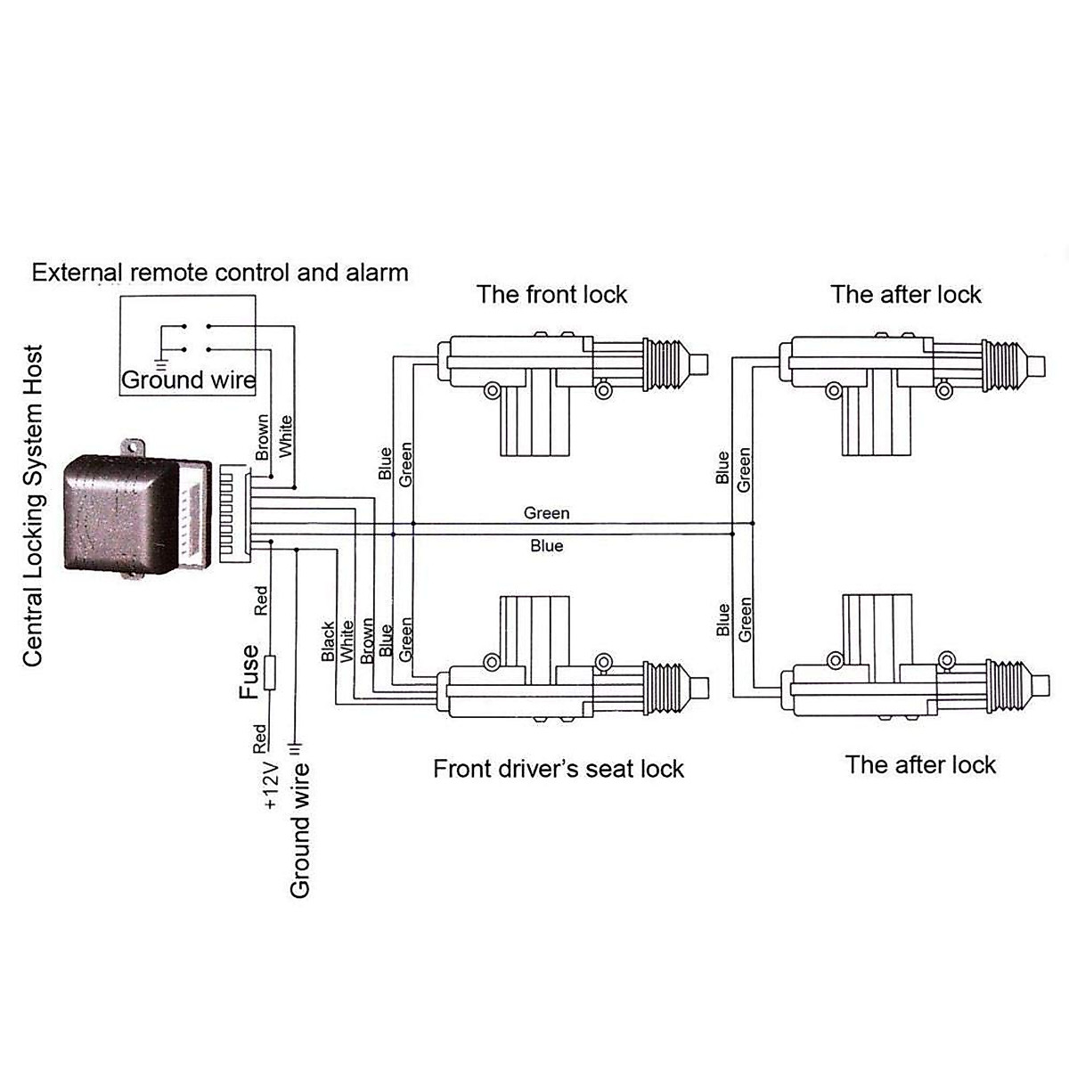 Car Remote Central Locking Kit - MASO 4 Doors Keyless Entry System + Anti-Theft Alarm Immobiliser System with Shock Sensor Universal Fits for All Car