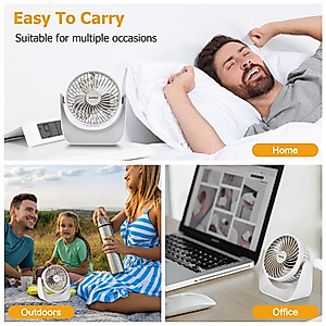 Desk Fan with Strong Airflow, 6.8 Inch Quiet Small Portable Table Fan, Brushless motor, 3 Speed Settings, 360° Adjustable Tilt Head, Rechargeable, Battery Powered Fan for Home or Office, Travel