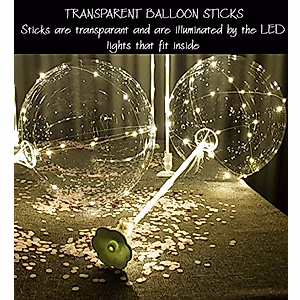 Clear Transparent Balloon Sticks and Stands 10pc set, holders, reusable balloon sticks for table top use with LED Bobo Balloon, for wedding decor, party decoration (10 pack, Transparent)