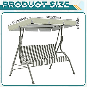 2 Pcs Porch Swing Canopy 75 x 52'' Outdoor Swing Canopy Replacement Waterproof Swing Top Cover Garden Swing Cover Replacement Sun Shade Awning Cover for Outdoor Balcony Poolside Swing Chair Seat
