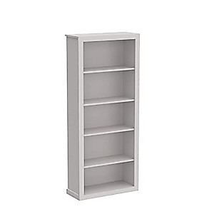 Edenbrook Sumac Bookcase, 5-Shelf Organizer for Bedroom Furniture or Home Office Furniture, White Bookshelf