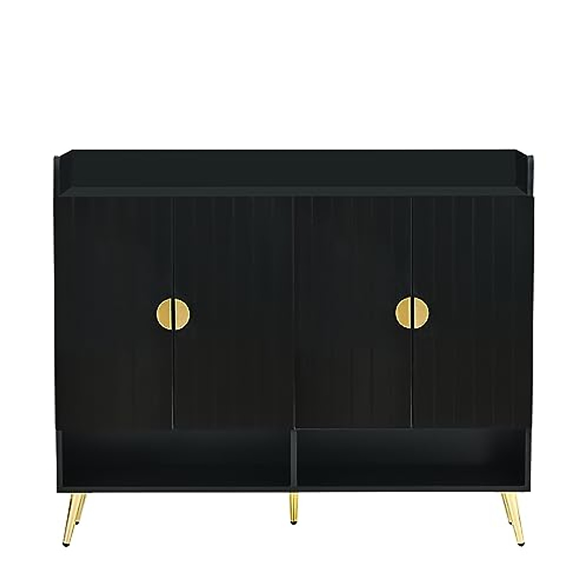 Bellemave Shoe Cabinet with Doors, 11-Tier Shoe Storage Cabinet with Adjustable Shelves, Modern Wooden Shoes Shoe Storage Organizer for Entryway, Living Room, Hallway（Black）