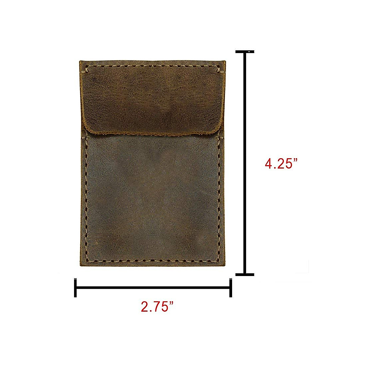 Hide & Drink, Leather Minimalist Card Holder W/Flap, Holds up to 3 Cards, Front Pocket Wallet, Stylish Organizer, Handmade Includes 101 Year Warranty :: Bourbon Brown