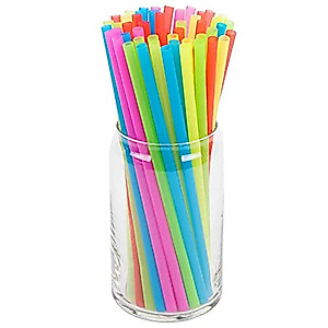 Perfect Stix Wrapped Jumbo Plastic Straws 1000 Pack - 8 inch Drinking Straw Wrapped, Foodservice Disposable Straws, Bulk Set. Includes 250 Count Neon 7.75 Unwrapped Straws