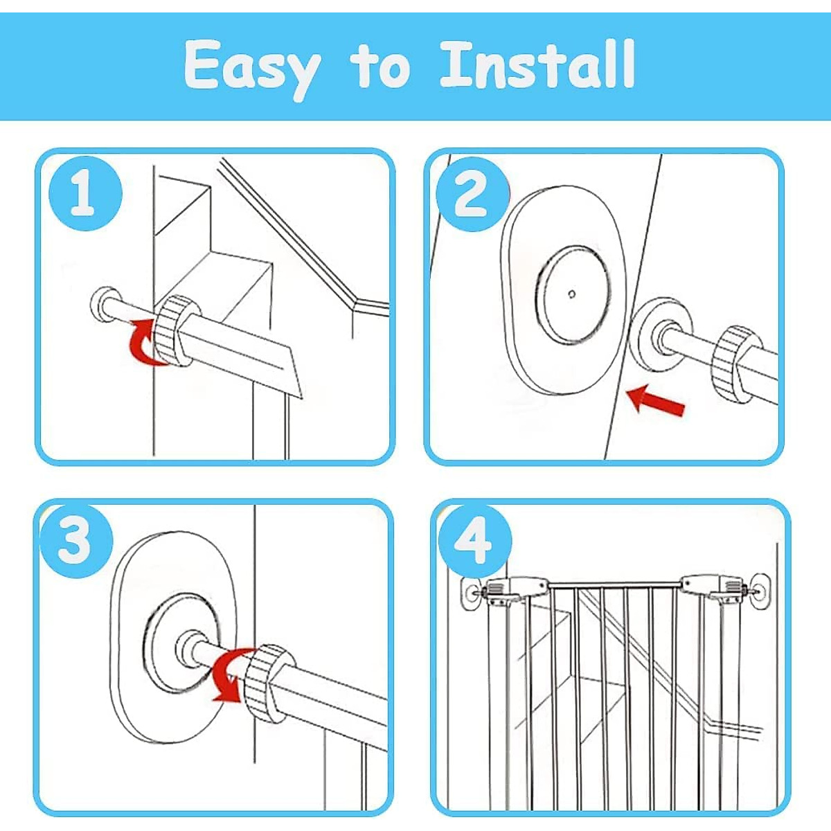 4 Pack Baby Gate Wall Protector, Protect Walls & Doorways for Pet & Dog Gates, Pressure Mounted on Stair Gate, No Screw Need