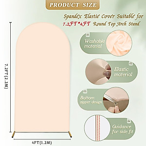 Spandex Fitted Arch Backdrop Cover Chiara Arch Cover Backdrop Fabric,2-Sided Wedding Arch Cover for Wedding Ceremony Birthday Party Baby Shower Banquet Decoration(Beige, 4 x 7.2 ft)