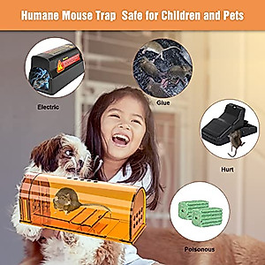 4 Pack Humane Mouse Traps Indoor for Home, Live Mouse Traps No Kill, Reusable Mice Small Rat Trap Catcher for House & Outdoors