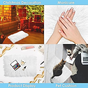 WLLHYF White Faux Fur Rug, 20x12inch Ultra Soft Area Rugs Small Luxury Fluffy Rugs for Bedroom Bedside Rug Furry Carpet Living Room Carpet for Dorm Home Decor (White)